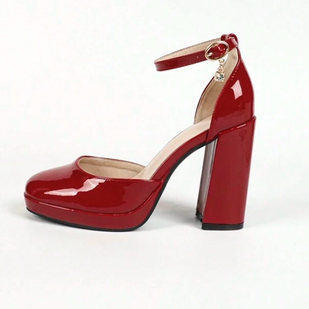 Red Patent Leather Mary Jane Platforms - Gem